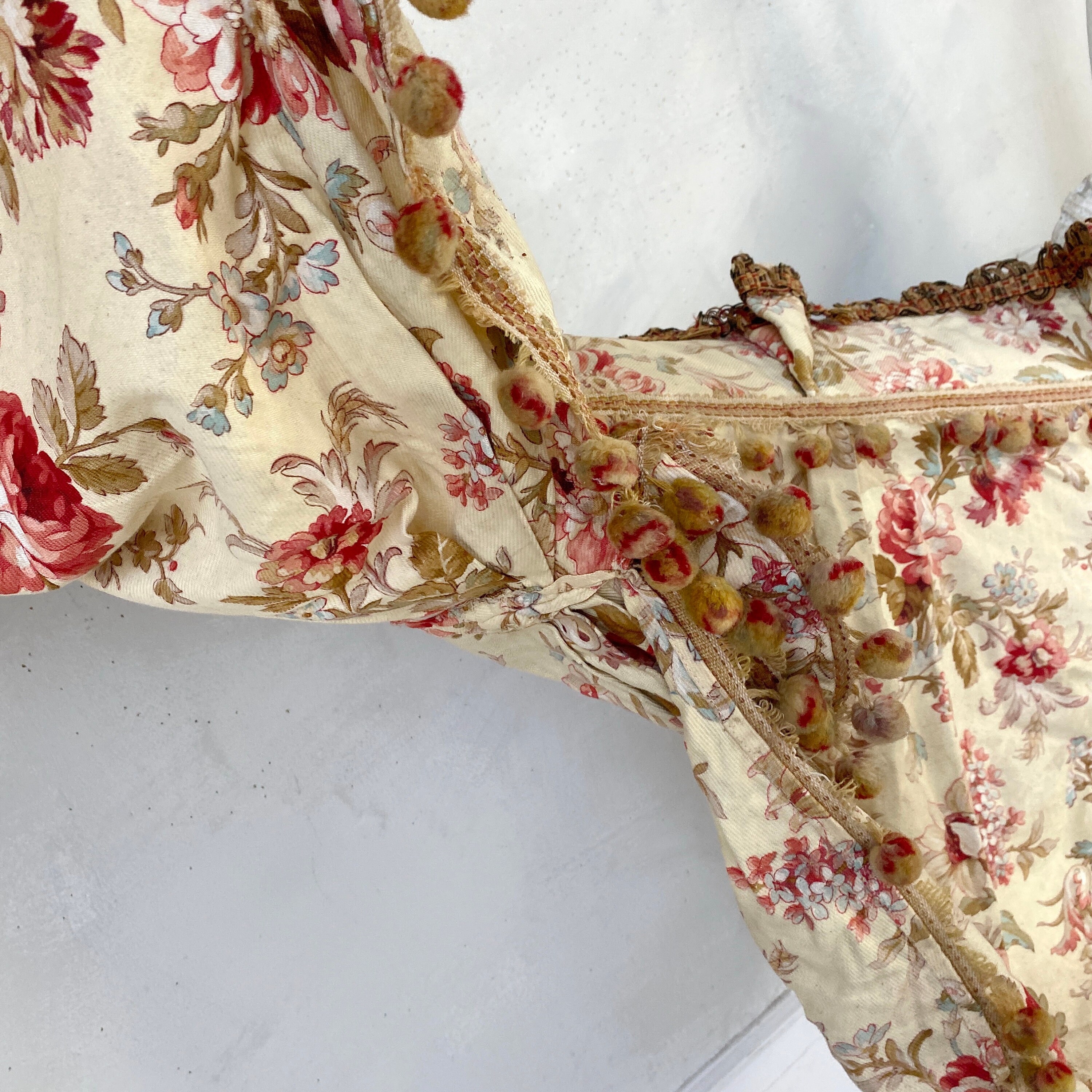 Antique French Valance C1900 Pale Yellow Floral With Trimunique Window ...