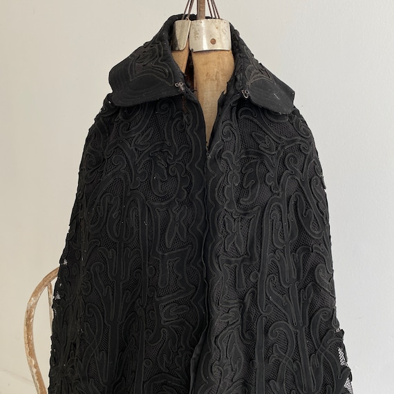 Antique French cape cloak coat BLACK Victorian era cl… - Gem