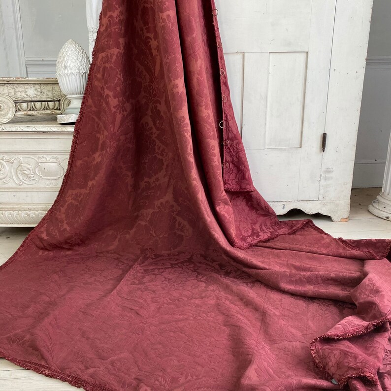Curtain Drape HEAVY Antique French Heavy Weight Damask Red - Etsy