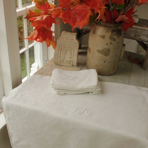 Antique French Set of 5 Large White Napkins Hand Stitched Monogram ...