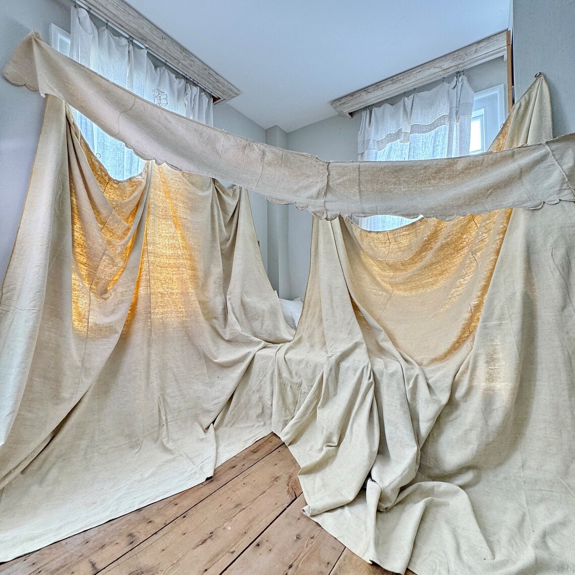 1750 SET ( 3) Winter Bed Hangings MUSEUM Quality Bed Furnishing ...