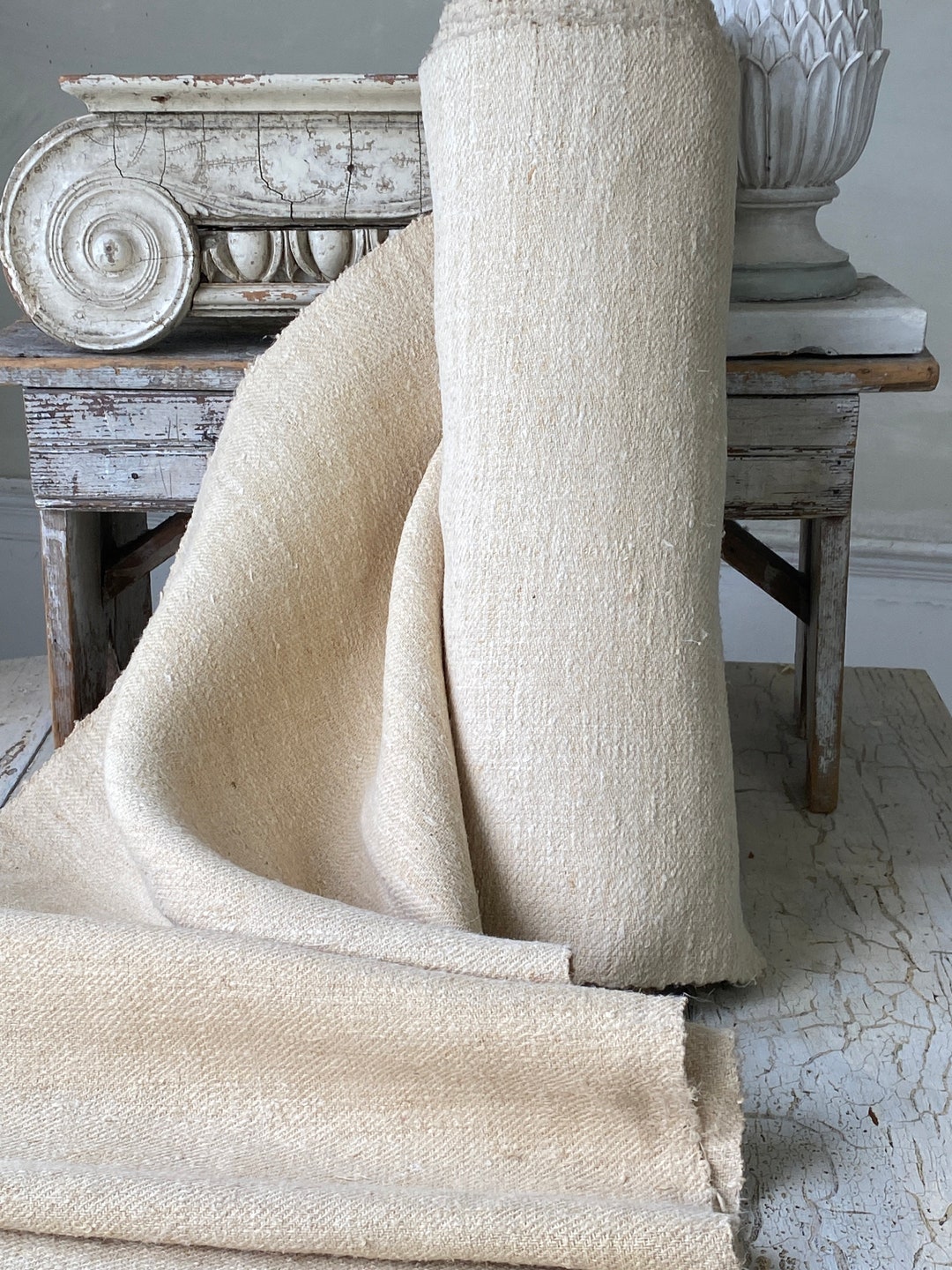 Natural Organic Stair Runner Heavy Hemp Grain Sack Fabric Antique ...