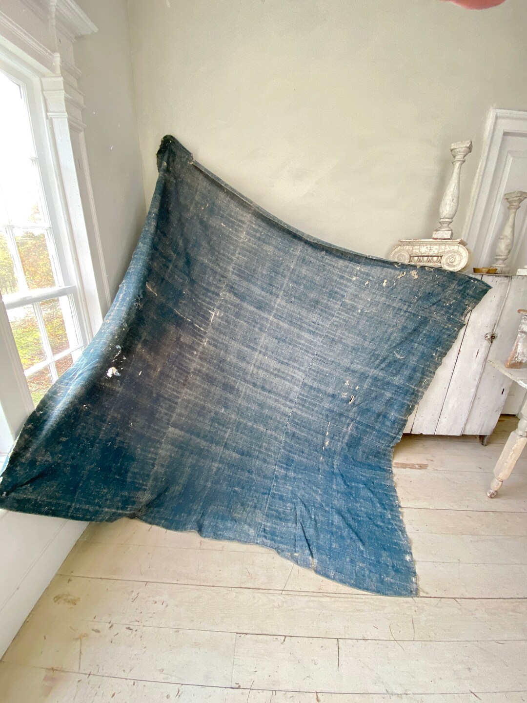 1700's Historical Timeworn Antique Blanket Lovely Little Indigo Blue ...
