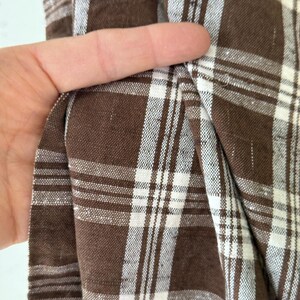 53x38 RARE Brown French Plaid Cloth Fabric Heavy Weight C 1930's Cotton ...
