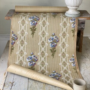 C 1930's 4.2 Yards Antique French Wallpaper Bolt Vintage Brown Gryphon ...