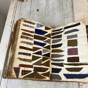 1908 Antique French Pattern Sample Book Woven Fabric Document ...