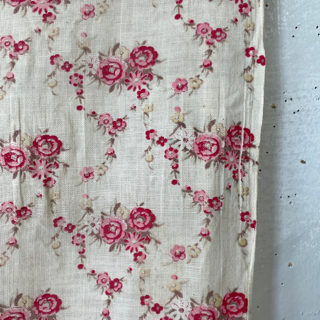 BEAUTIFUL French Fabric Material Faded Floral Patten Stylized 1920 - Etsy