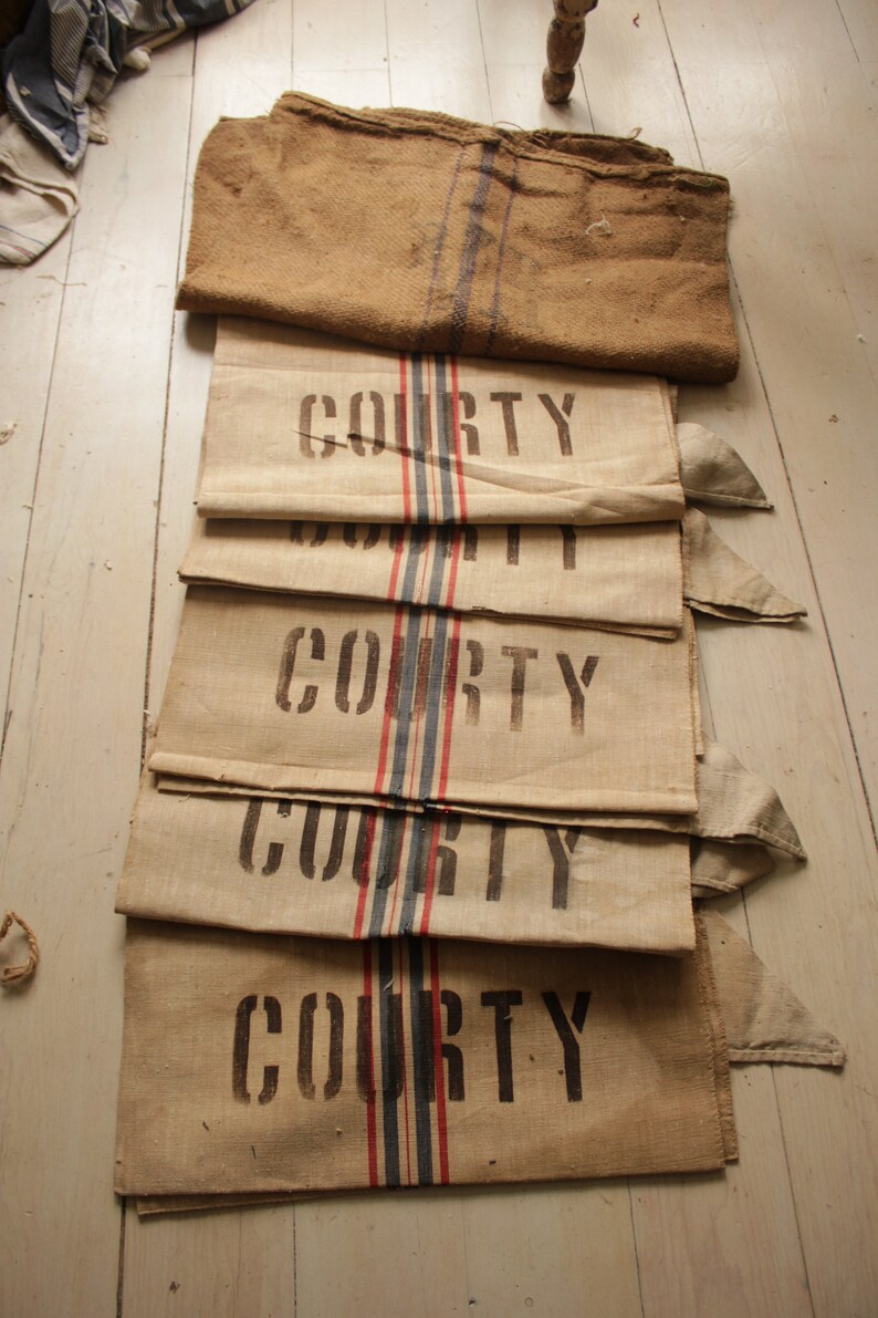 6 Striped Grain Sacks Fabric Antique European Project crafting | Etsy