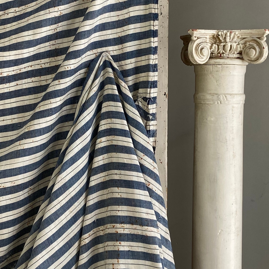 18th Century Blue Stripe French Fabric Timeworn Time Touched - Etsy