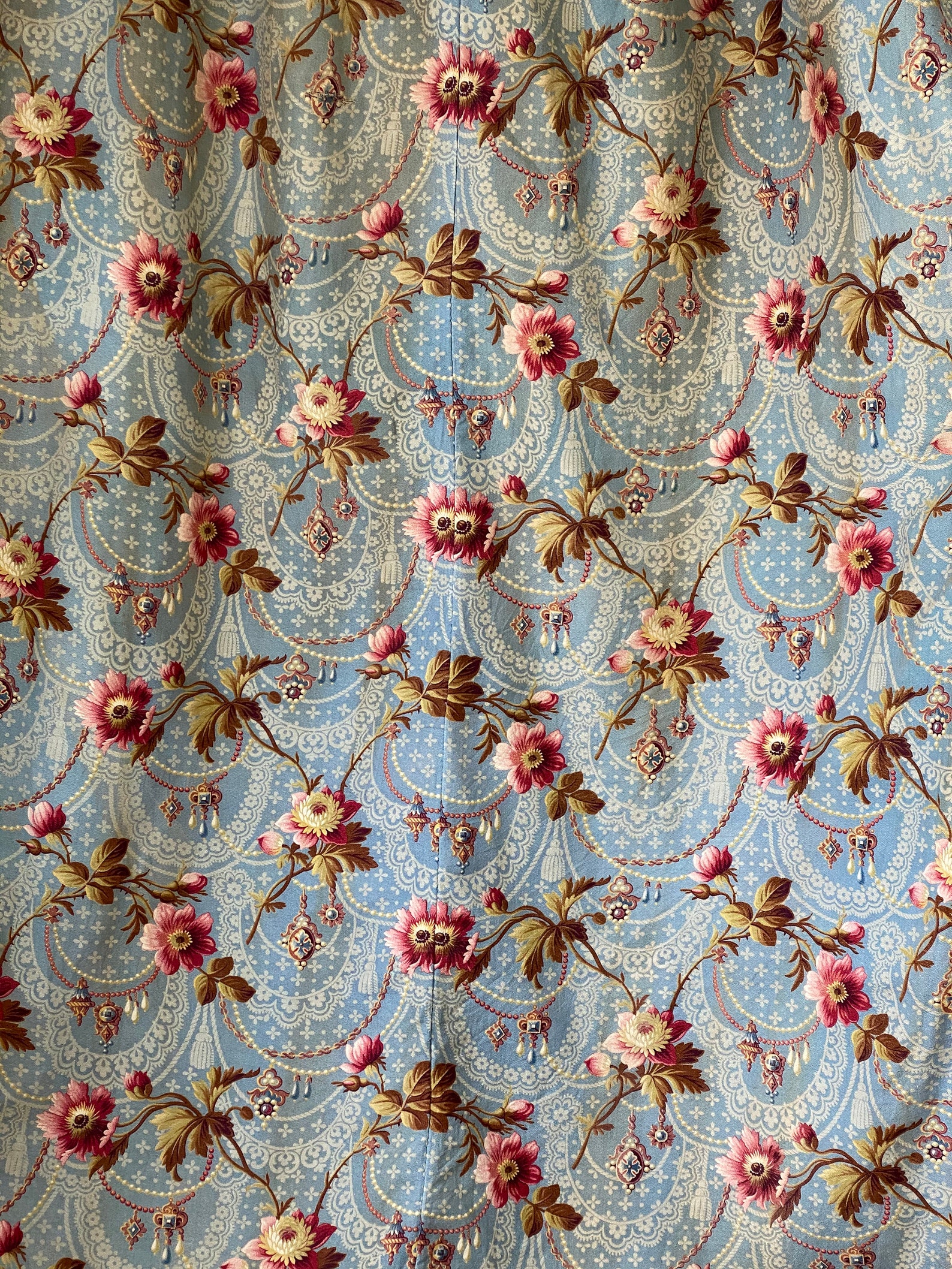 Antique Bed Drape French Curtain BLUE Amazing Design 1880 With - Etsy