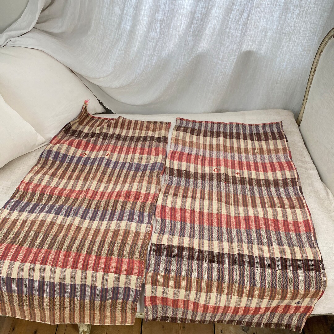 2 Grain Sacks PAIR Matching Farmhouse Rustic Unique Handmade Organic ...