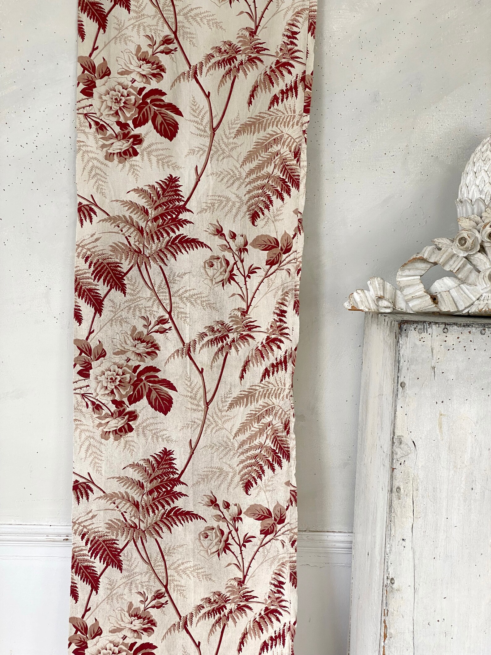 Antique Faded Vintage Rose Fern Pattern Textile BEAUTIFUL - Etsy