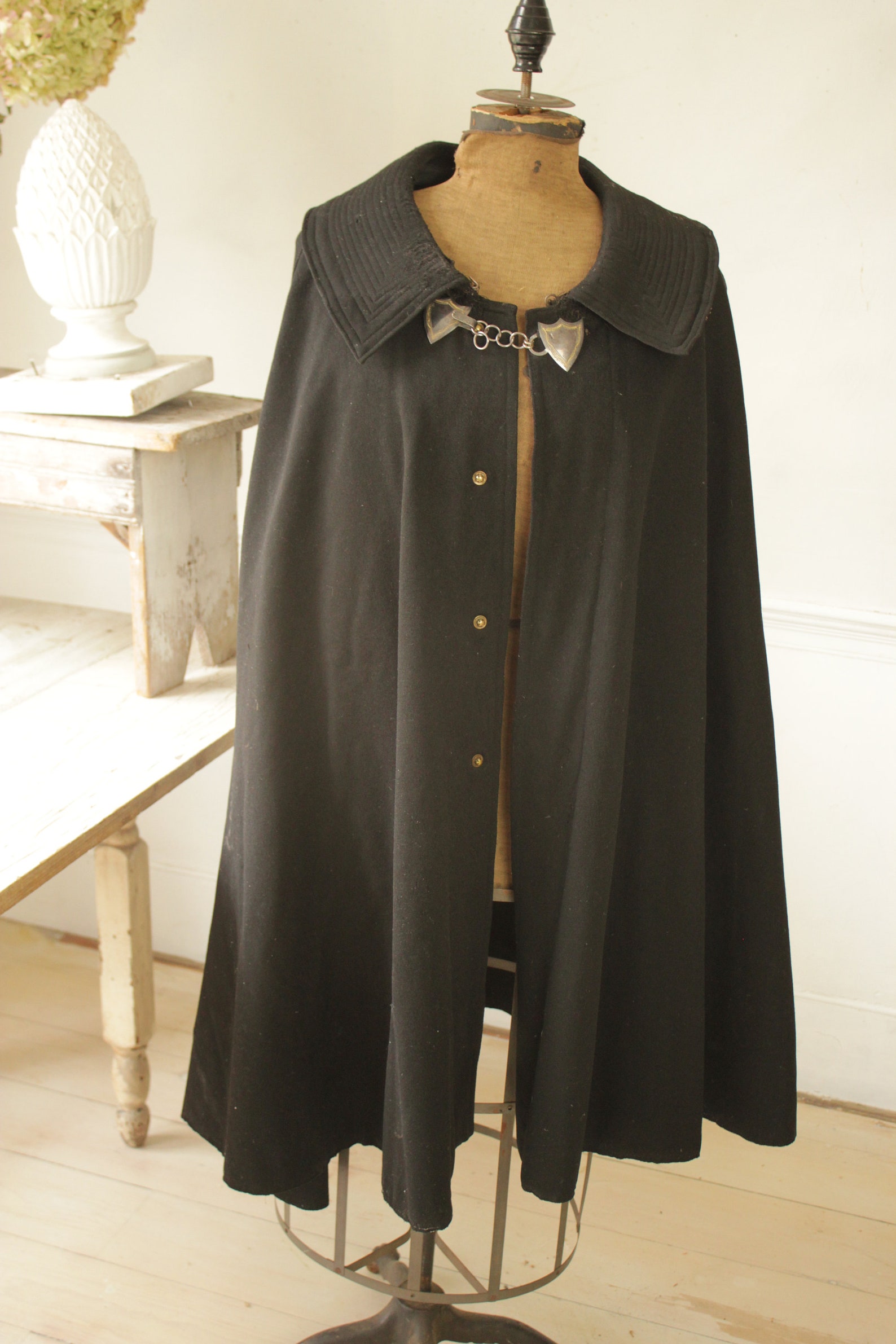 Vintage Cloak or Cape Black French workwear clothing with | Etsy