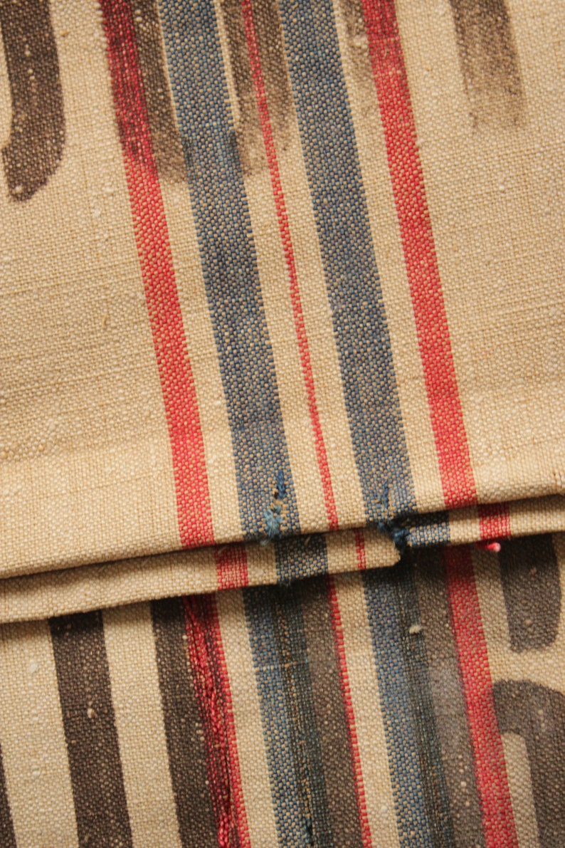6 Striped Grain Sacks Fabric Antique European Project crafting | Etsy