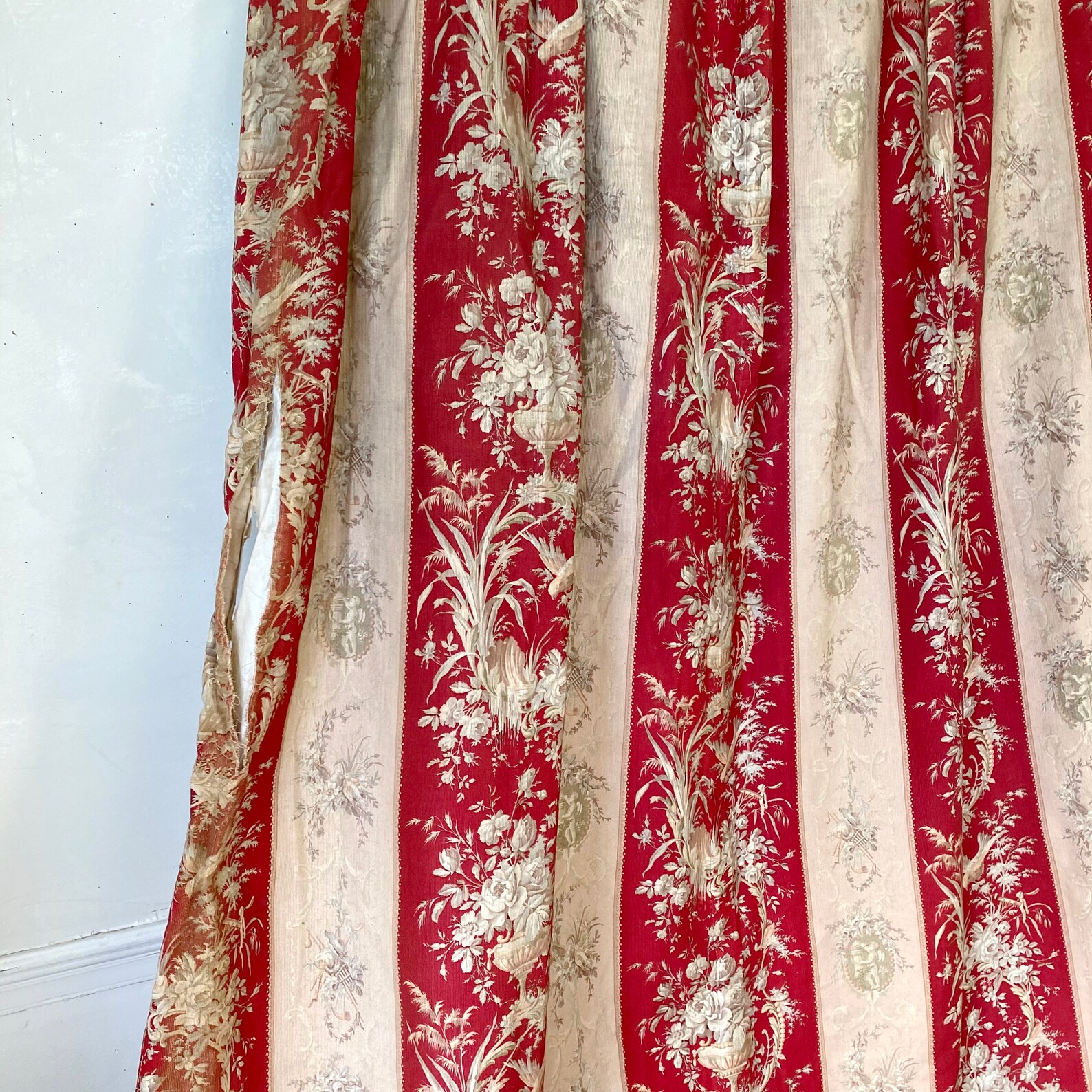 C 1880 Antique French Red Curtain Rococo Design Floral - Etsy