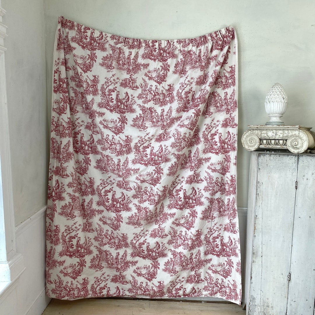 Red + White French Toile De Jouy Curtain Drape Large Textile Fabric ...