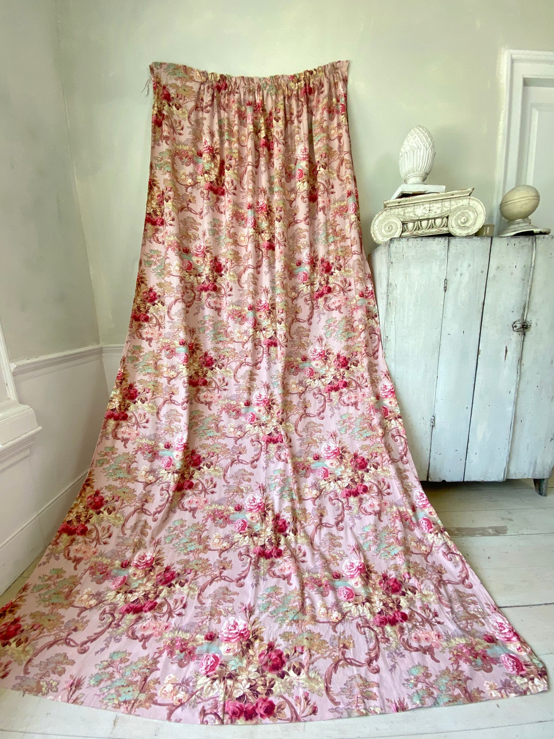 Pink Romantic Feminine Antique French Fabric Curtain Drape - Etsy