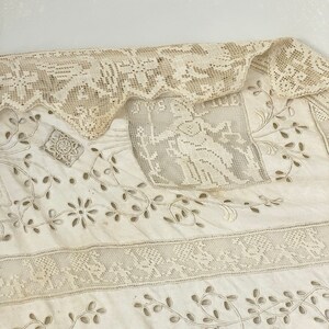 Antique French Greek Mythology God Lace Textile Hand Worked Netting ...