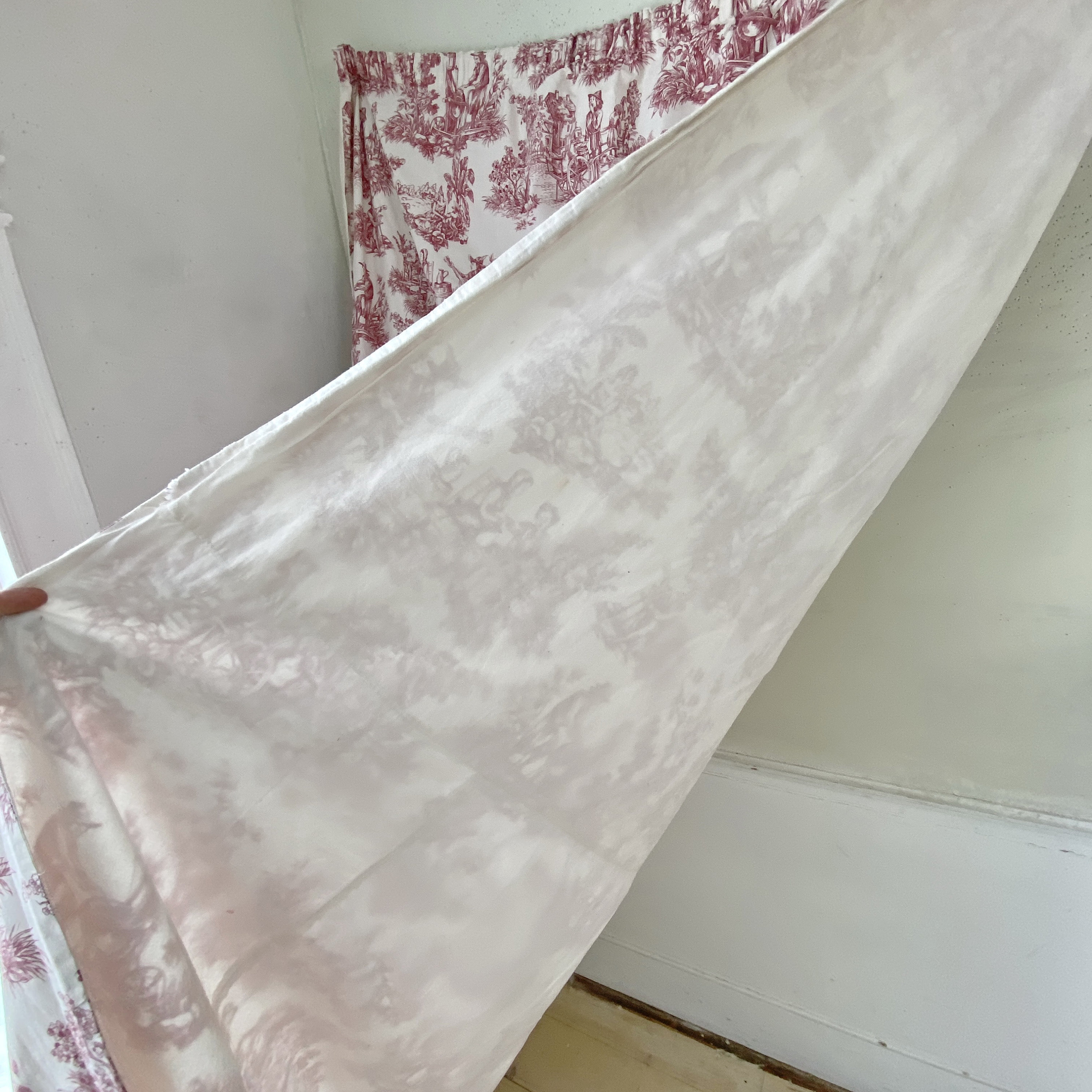 Red White French Toile De Jouy Curtain Drape Large Textile - Etsy