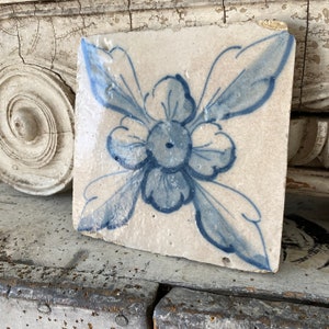 17th Century 1600's Antique Blue Portuguese Tile Handmade Hand Painted ...