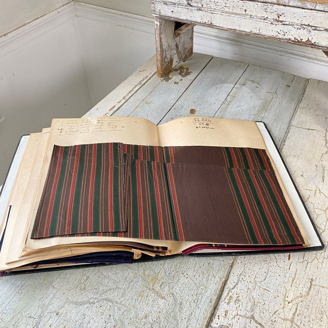 SCARF Pattern Sample Book Antique French Woven Fabric Document ...