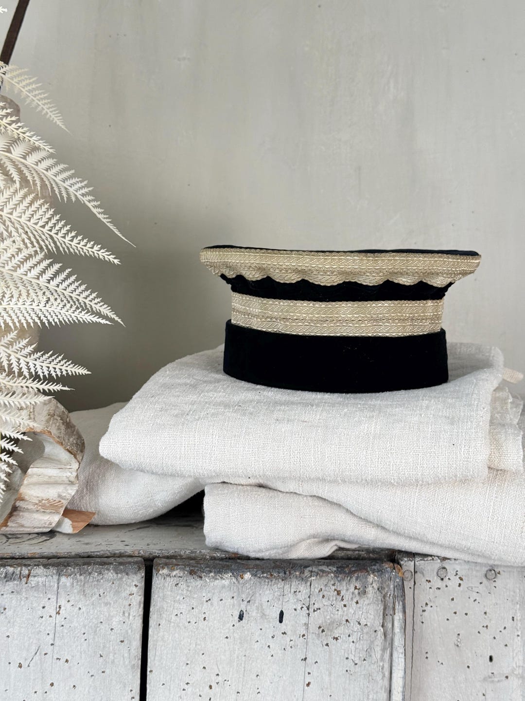 19th French Judges Hat Black Velvet Objet D'art Silver Metallic Trim ...