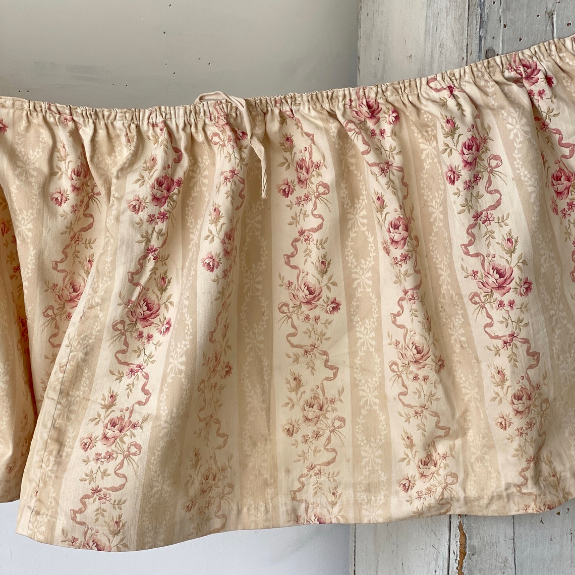 Antique French Fabric Valance 1910 Unevenly Faded Rose Stripe - Etsy