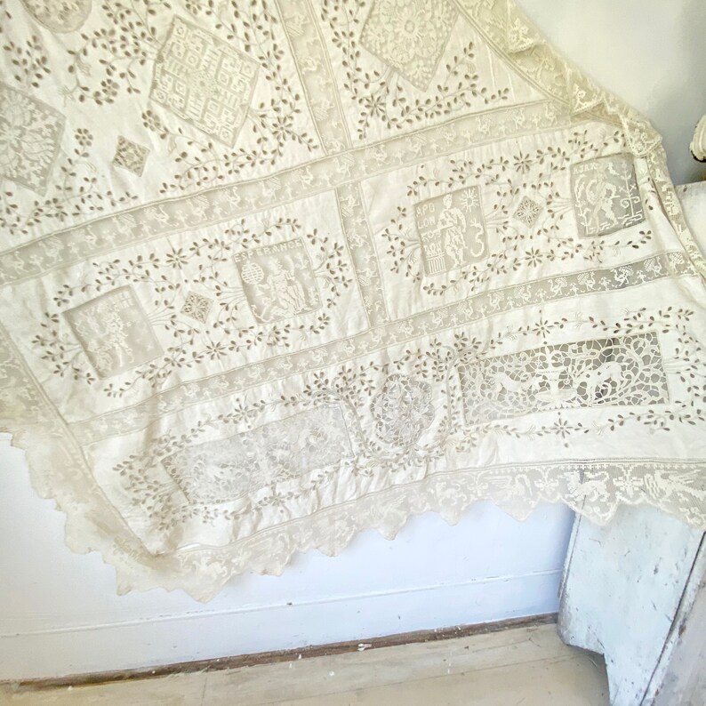 Antique French Greek Mythology God Lace Textile Hand Worked - Etsy