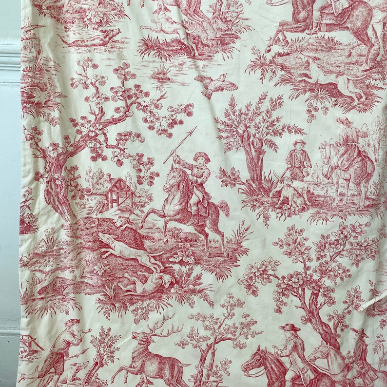 Antique French Hunting Toile Fabric Pink Material Horse - Etsy