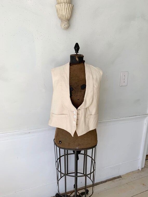 Antique Silky rayon Vest Early Pale Cream large sized… - Gem