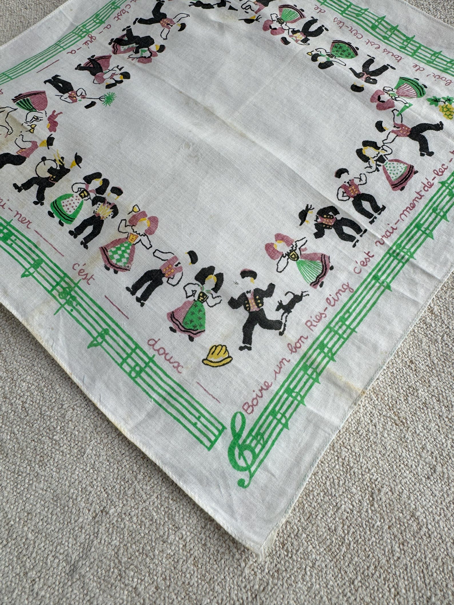 Vintage French Alsace Handkerchief Hankie Wall Art Framing Children's ...