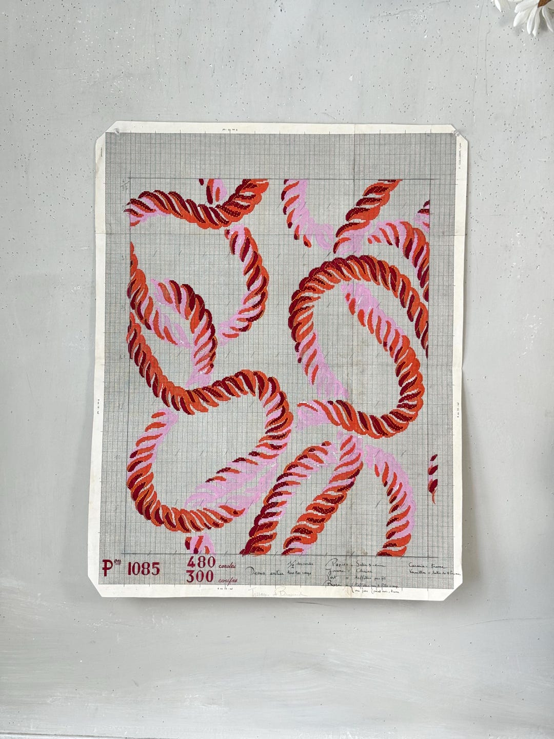 29.5x23.5 French Industrial Textile Design 1920 Andre Pellet Gouache ...