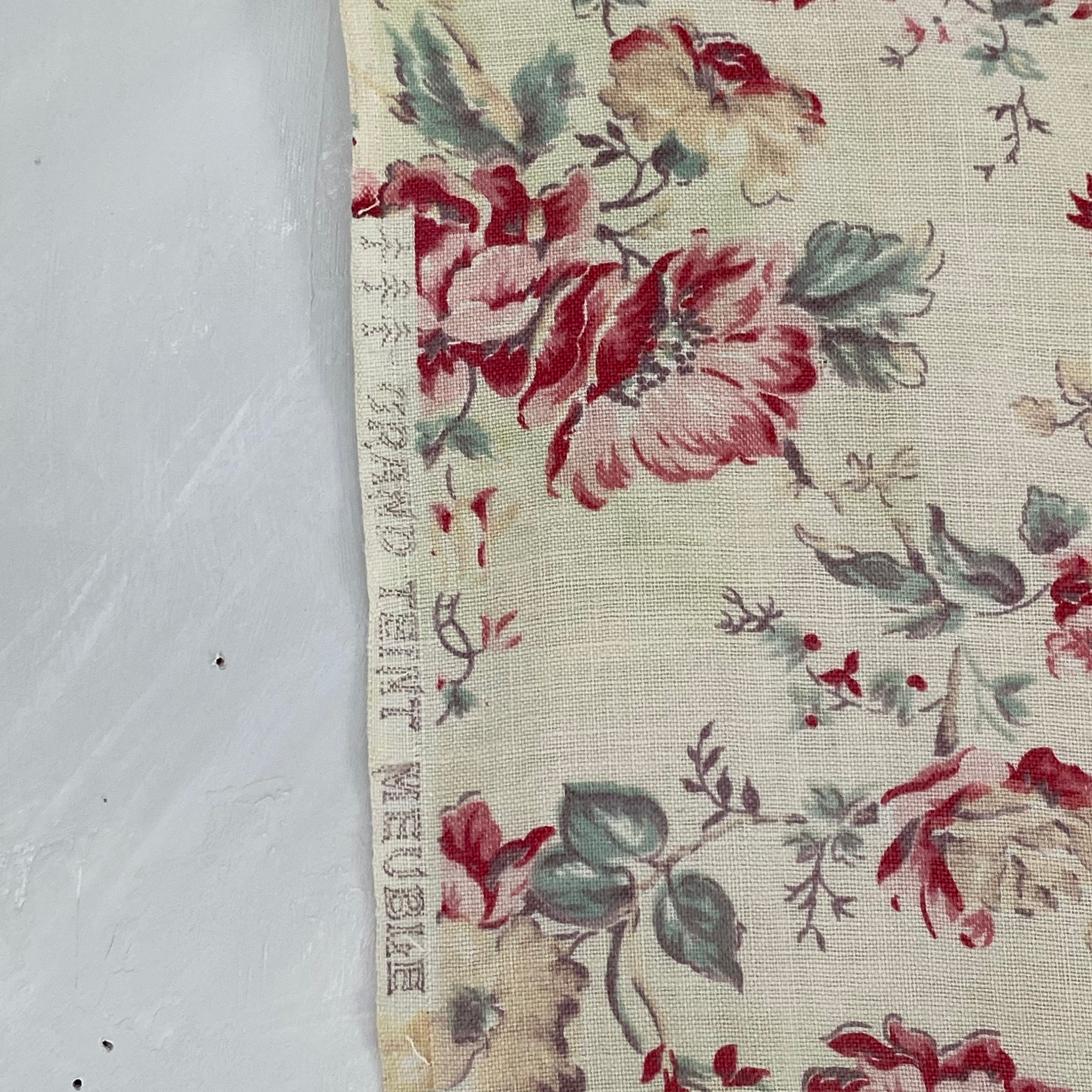 French fabric antique vintage printed cotton floral cloth | Etsy