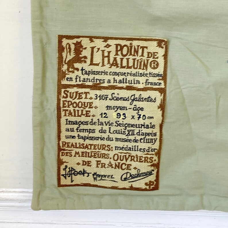 Vintage French 30 X 36 Tapestry Wool Jacquard Weave Black Mediaeval ...