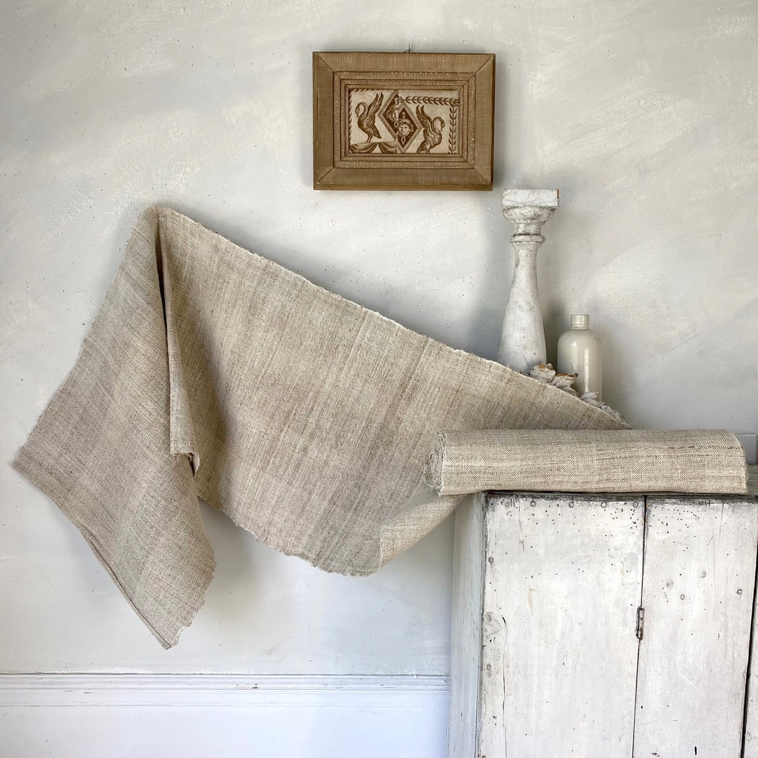 Fustian Rustic Primitive Nubby Hand Woven Homespun Fabric Material Hemp ...