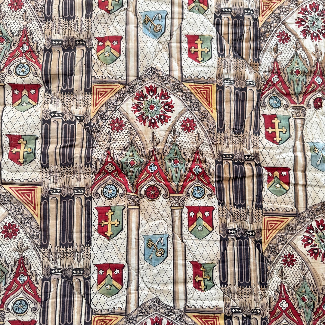 1830 MUSEUM Worthy ( 1 of 2) 65x51 Silk Quilt Gothic Revival French ...