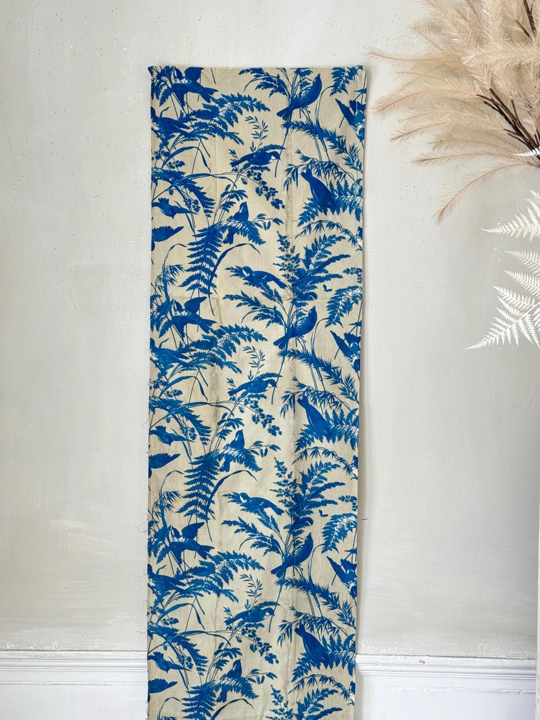 62x16 Antique 1870 French Prussian Blue Design Quiting Pattern Modern ...