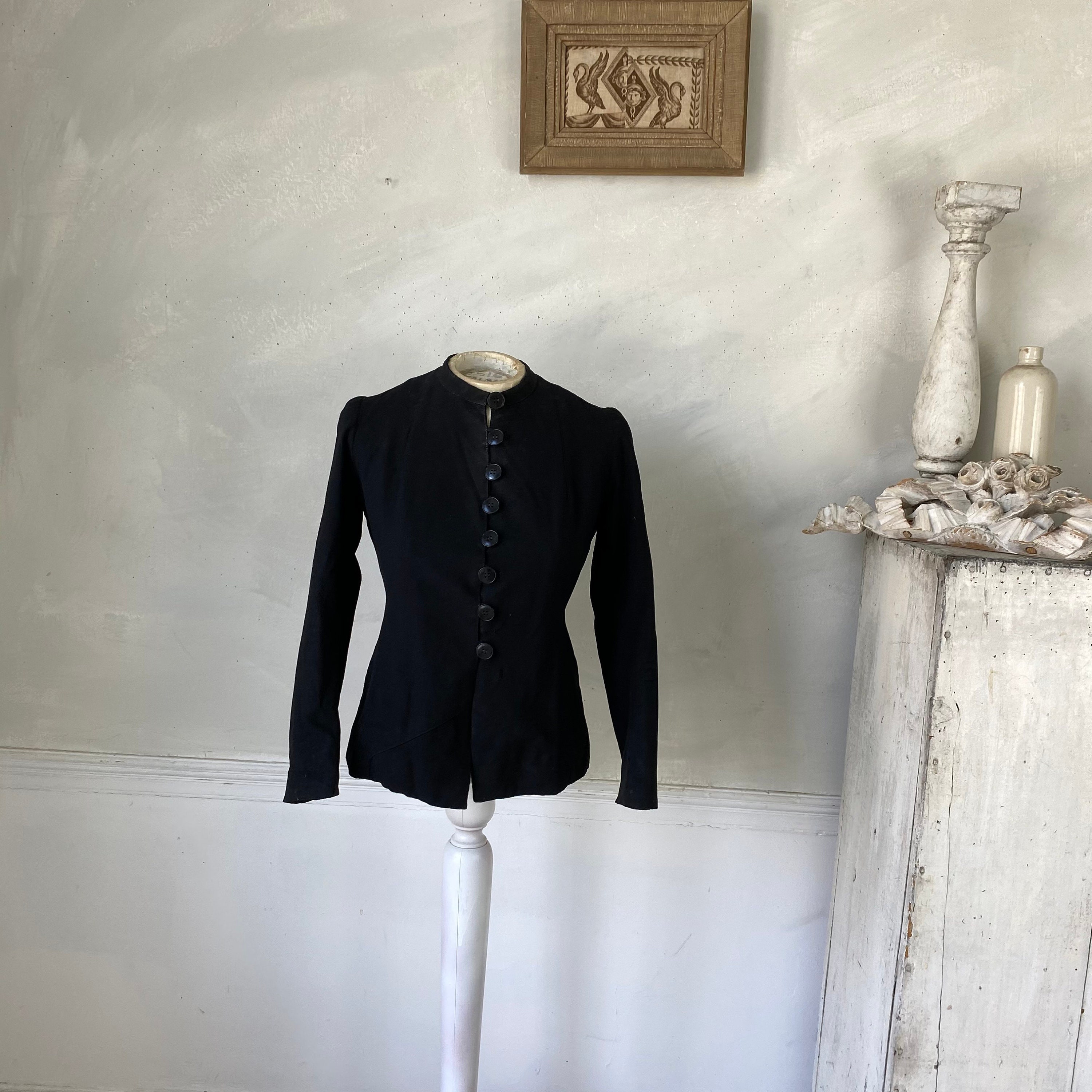 Black Button up Jacket French Coat Pieced Lining Jacket 1900 - Etsy