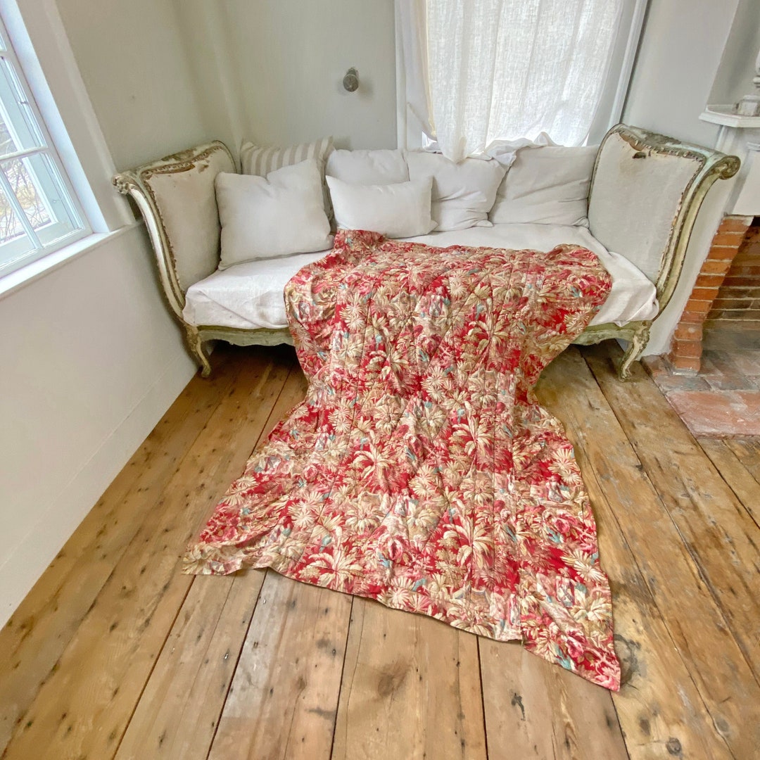 Quilted Coverlet Antique Desert Scene Antique French Textile QUILT ...