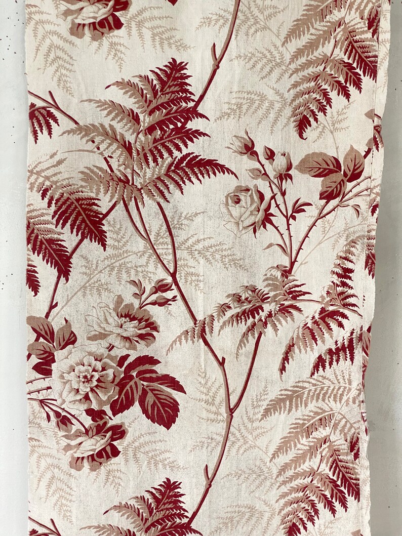 Antique Faded Vintage Rose Fern Pattern Textile BEAUTIFUL - Etsy