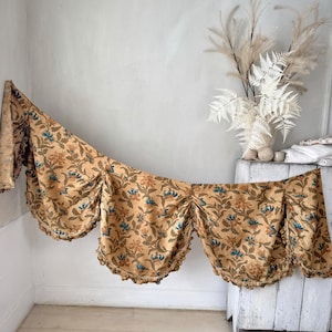 Large ! Festoon Valance Pelmet Antique Blue Pop Neutral Muted Tones ...