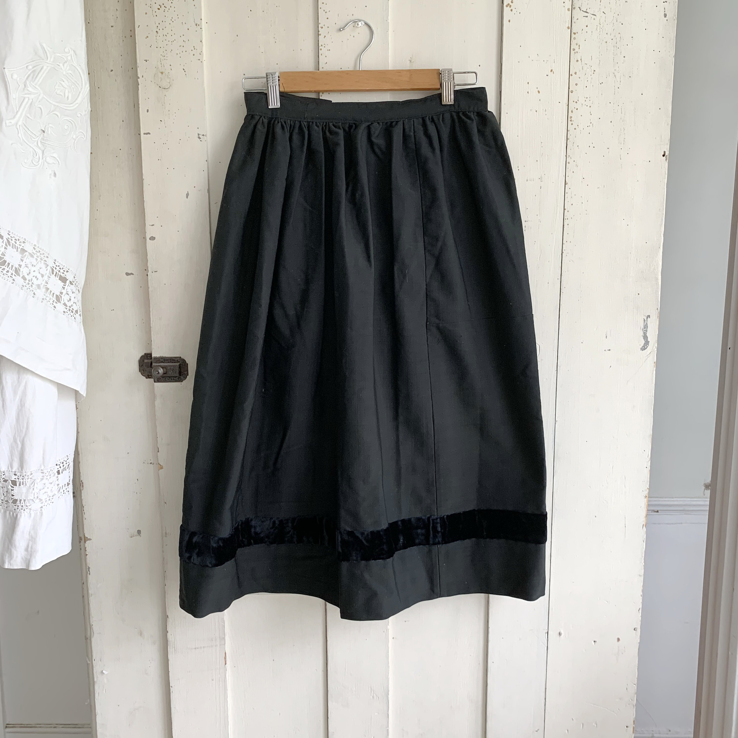 French Black Skirt With Velvet Trim Mid to Late 1800's | Etsy