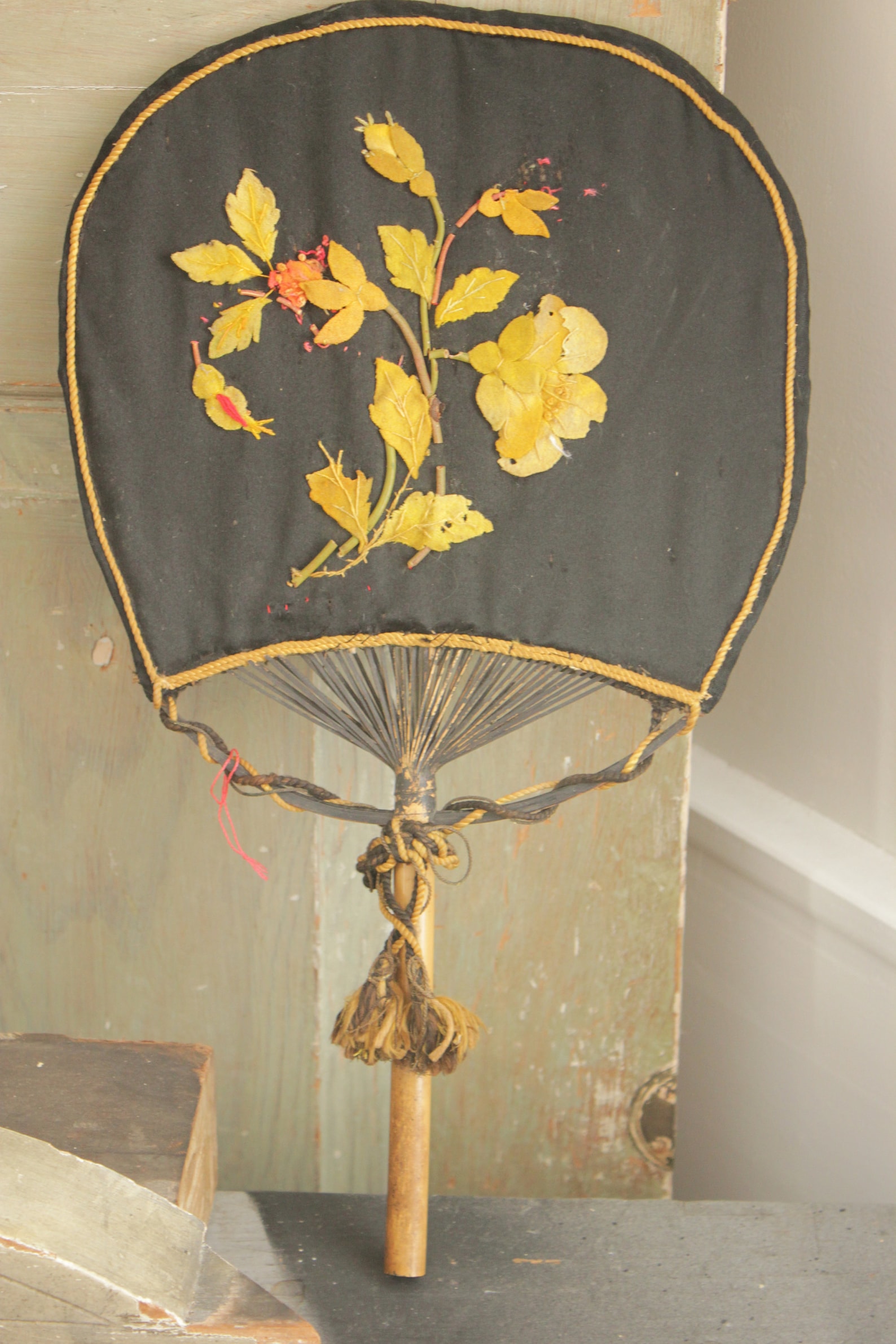 Antique Face Screen Fan Hand Painted With Family Sceen Black - Etsy
