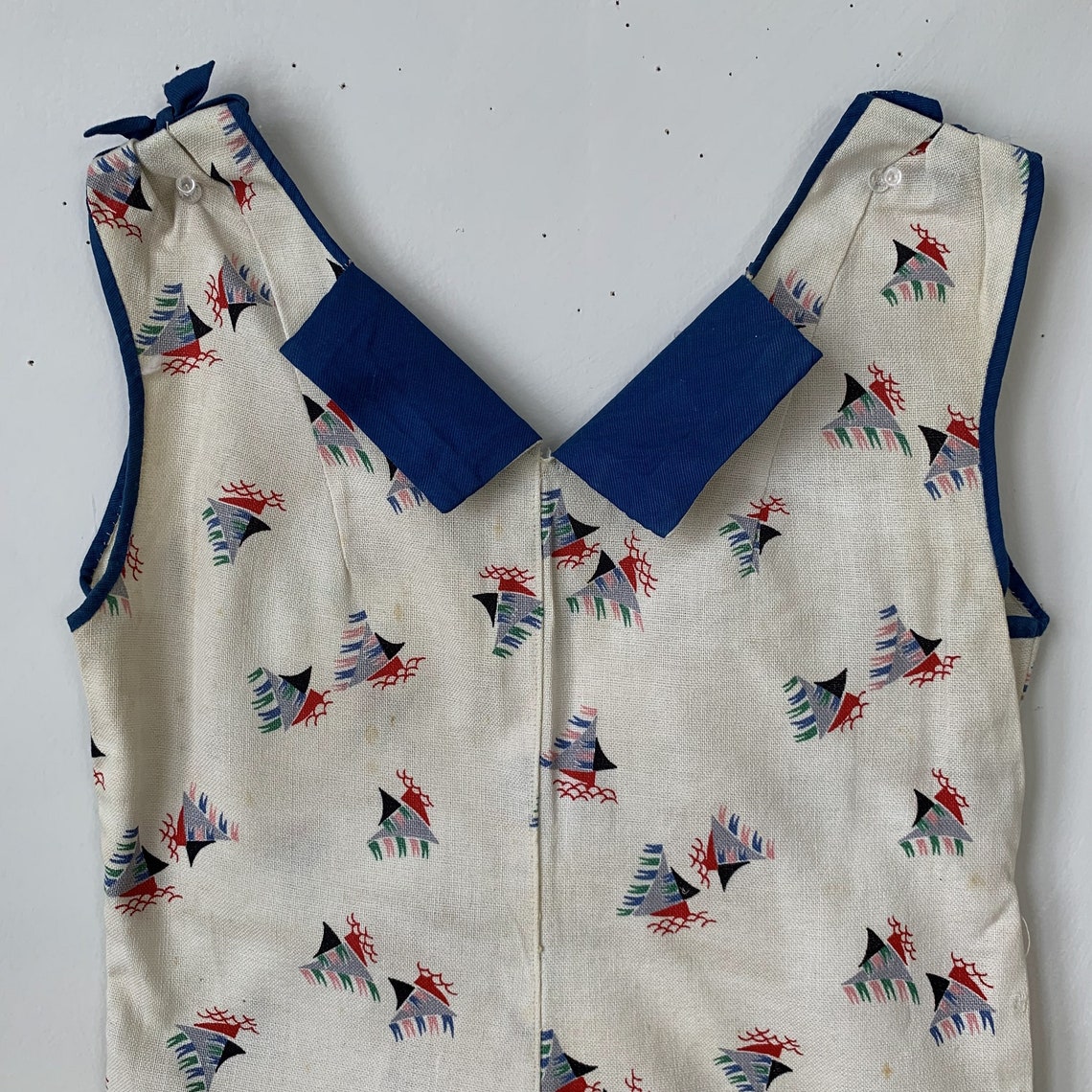 Vintage Dress With Sailboat Pattern Housedress French Clothing - Etsy