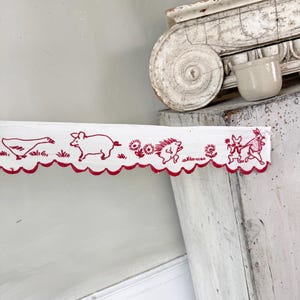 43x3.75 Vintage 1930 Redwork Hedgehog Embroidered Cotton Shelf Trim ...
