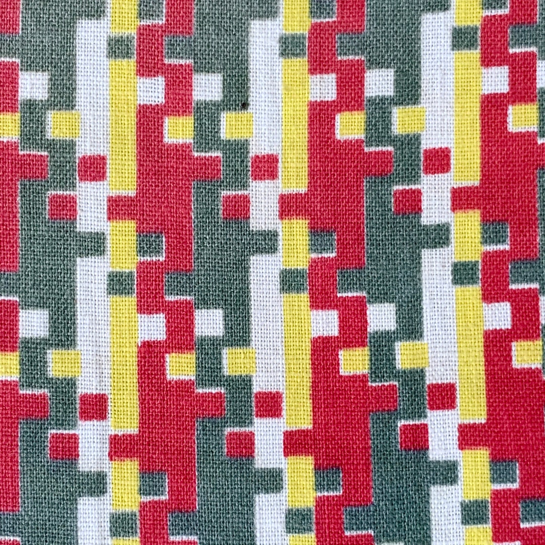 2 Pieces of Cotton, Vintage French Geometric Pattern 1920's Cotton ...