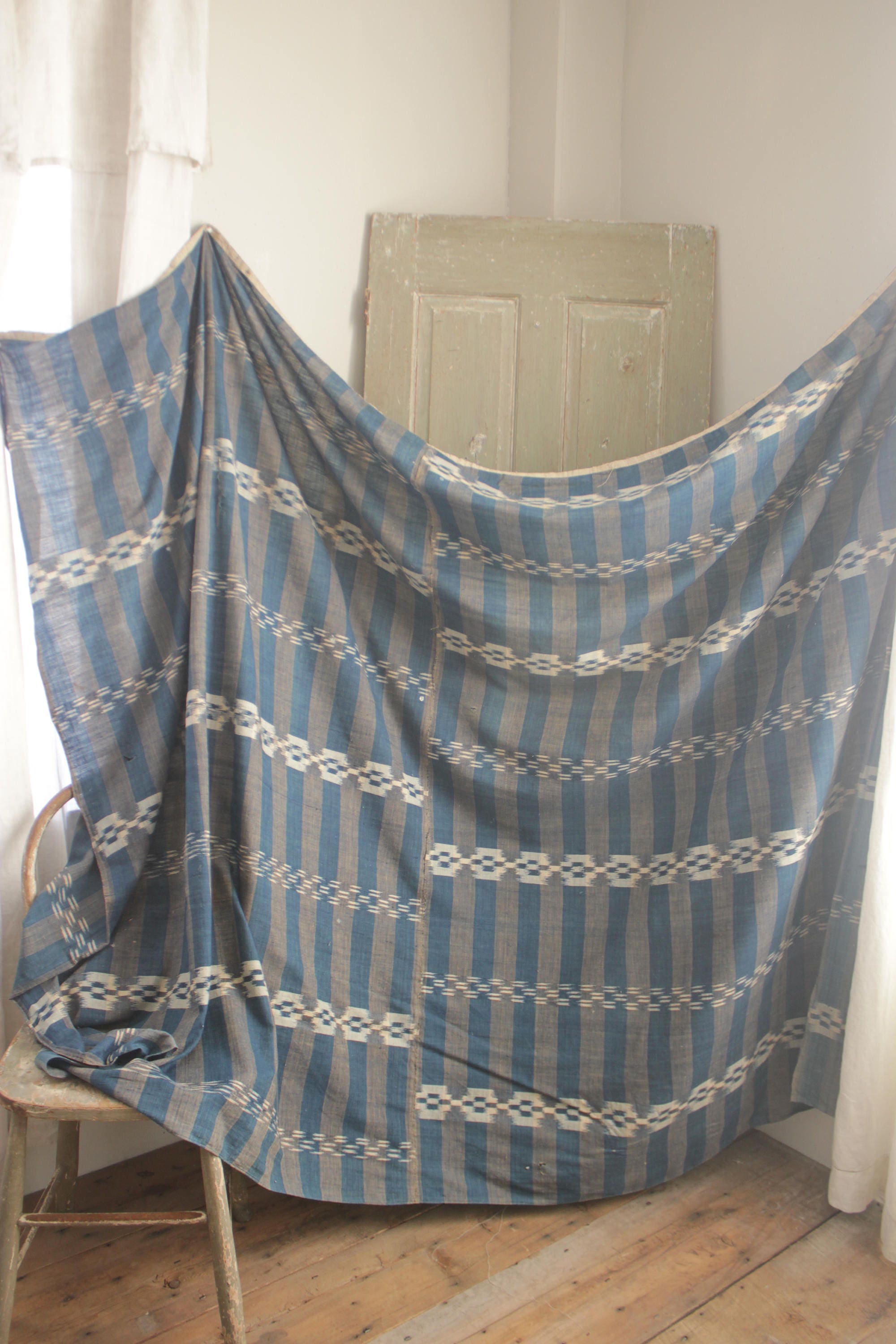 Beautiful Ikat Antique French Blue Curtain Indigo Hand Woven - Etsy