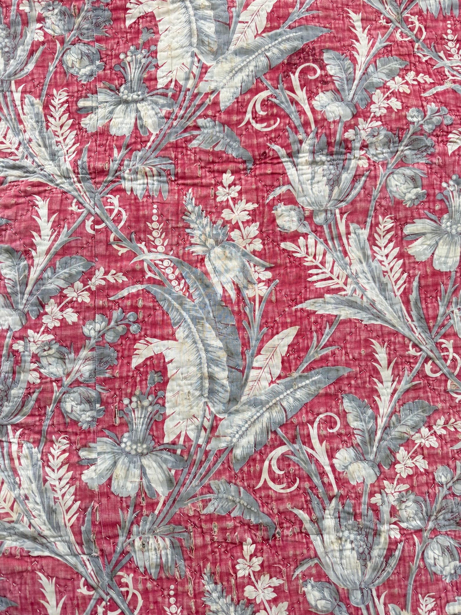 68x50 1860 Quilt French Red Gray Grey Handmade Unique Wall Hanging ...