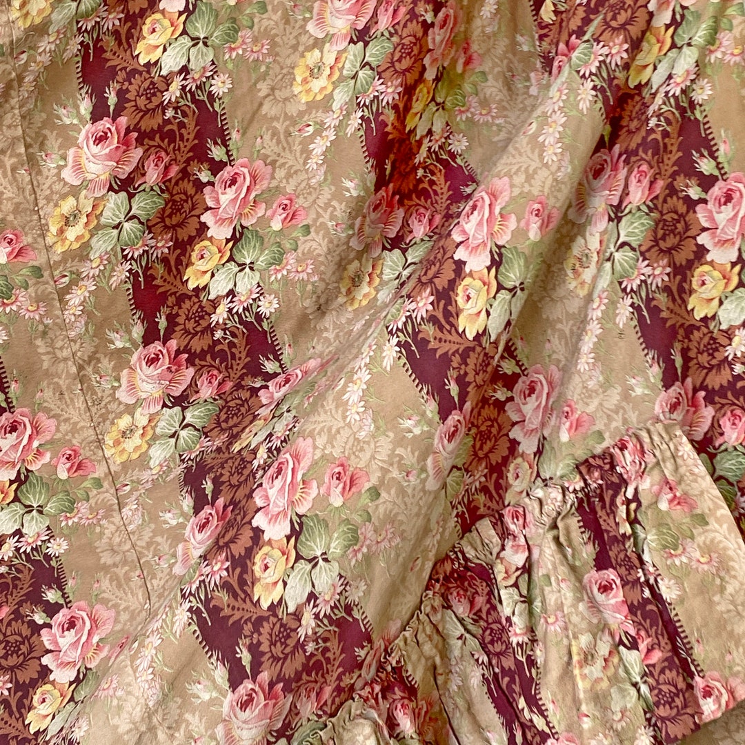 89 X 75 LARGE Sienna Roses Floral Daybed Cover Cotton Sheer Fabric ...