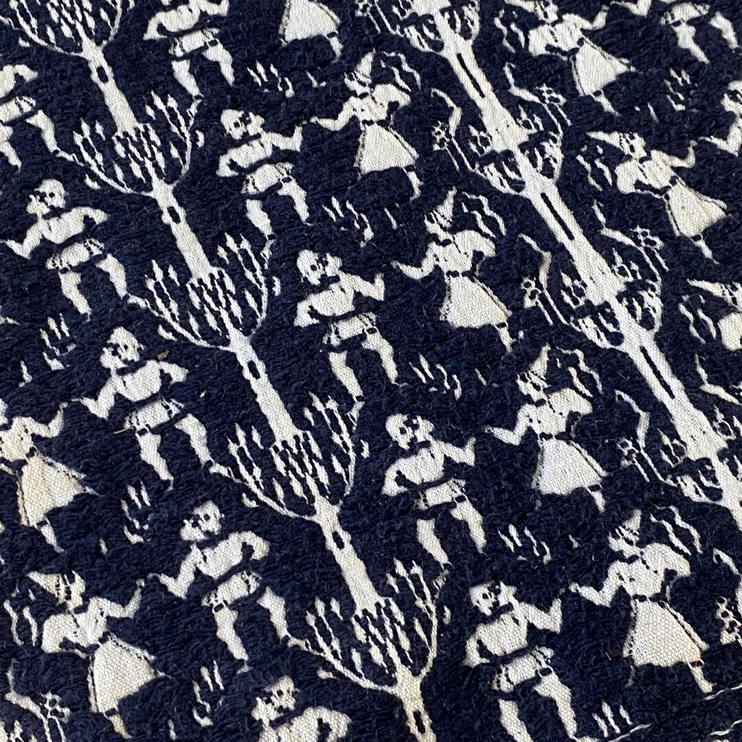 RARE Antique Overshot Linsey Woolsey SAMPLE European Hand Woven ...